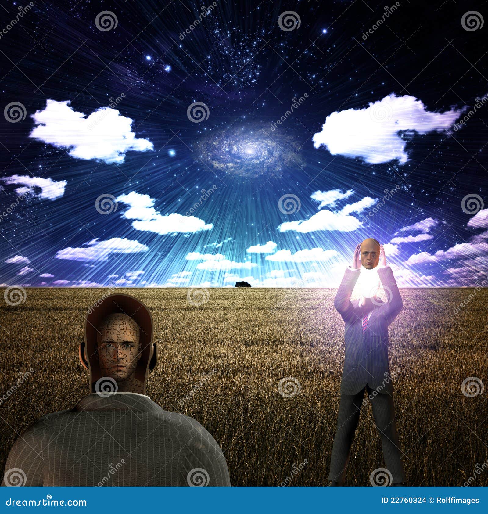 Surreal Scene with Hidden Man Stock Illustration - Illustration of ...