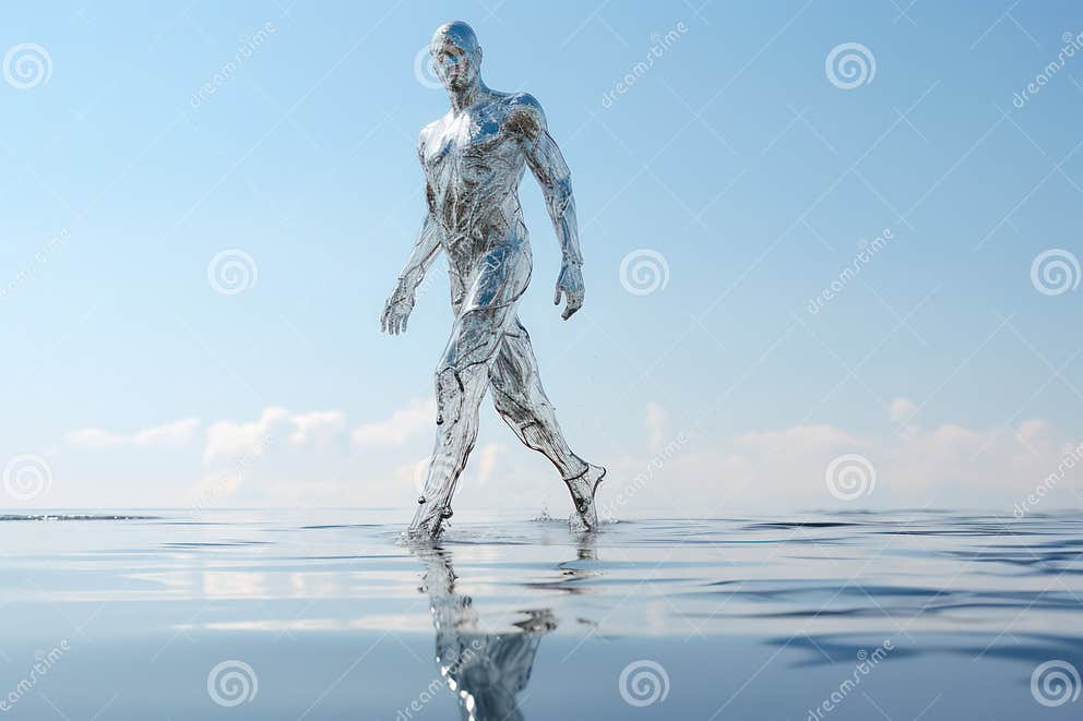 Surreal Scene: Man Emerging from Water - Beyond Imagination Stock Photo ...