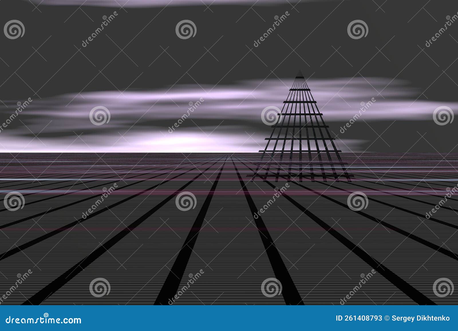 Surreal Scene Pyramid Cage Geometric Grey Ground 3d Rendering Stock ...