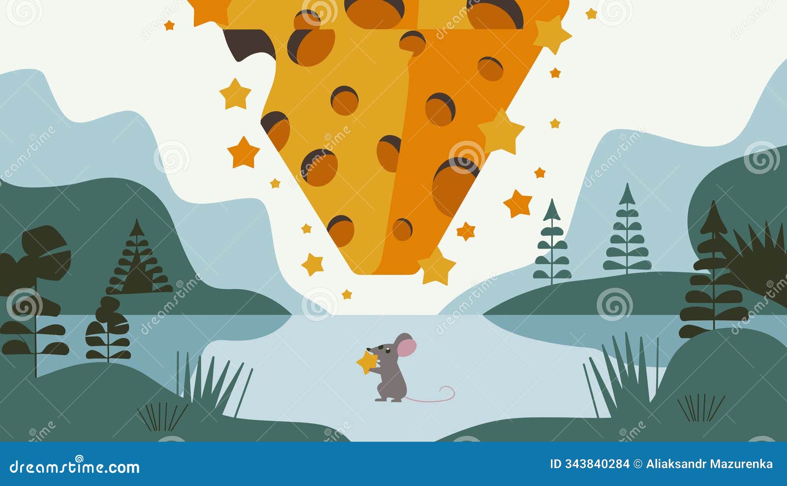 A Surreal Scene Of A Tiny Mouse Holding Cheese That Turns Into Floating ...