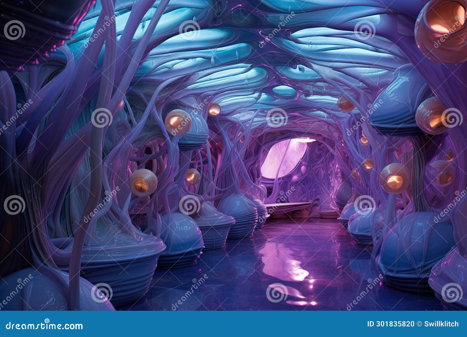 Surreal Sci-fi Interior of Grown House. Bio Technology Science Fiction ...