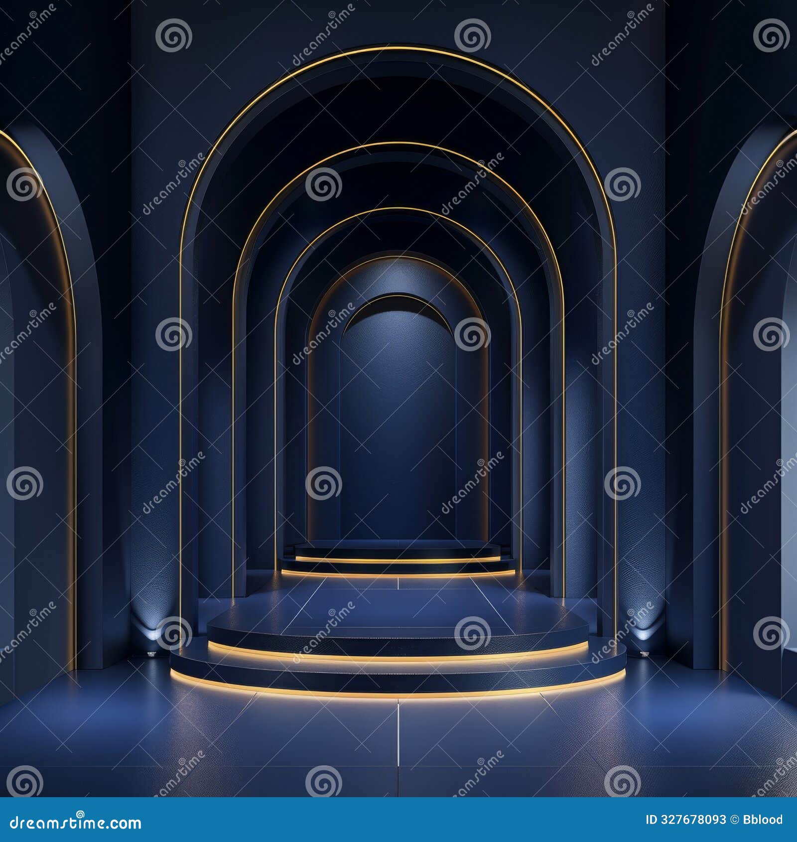 Surreal Sequence of Arches in a Dim Corridor Stock Image - Image of ...