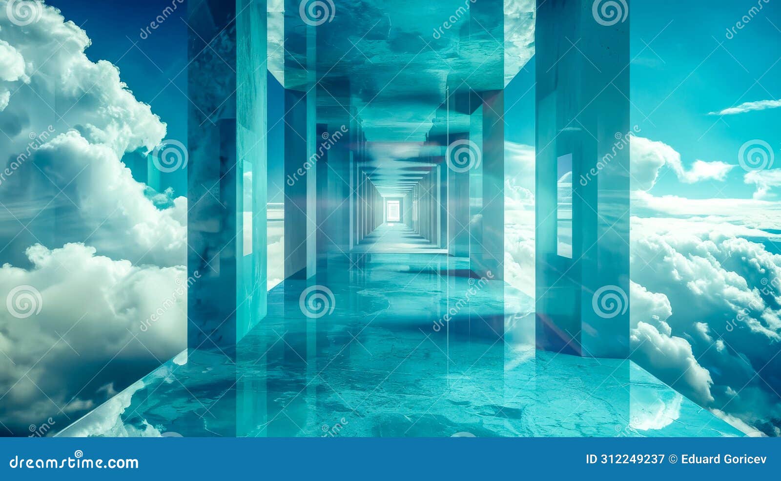 Surreal Sky Corridor with Clouds Stock Image - Image of clouds ...