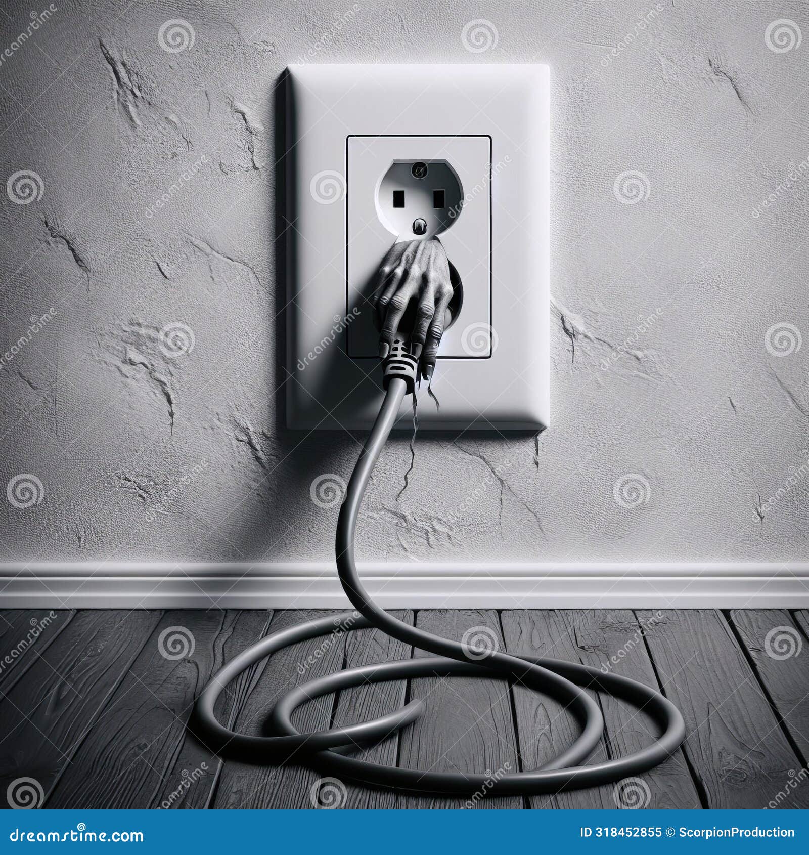 Surreal Socket with Coiled Cable Stock Image - Image of home ...