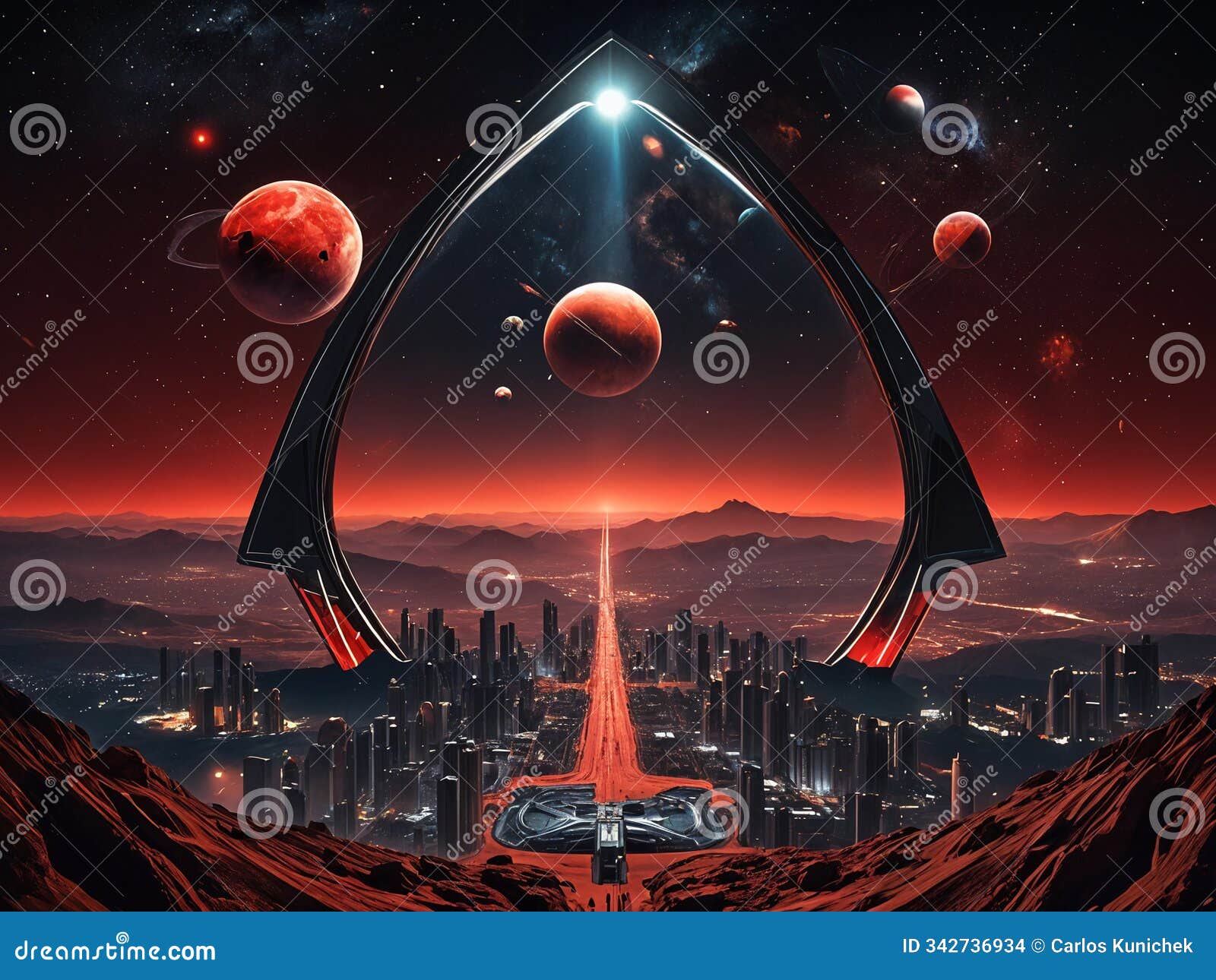 A Surreal, Space-inspired Landscape within an Inverted Triangular Frame ...