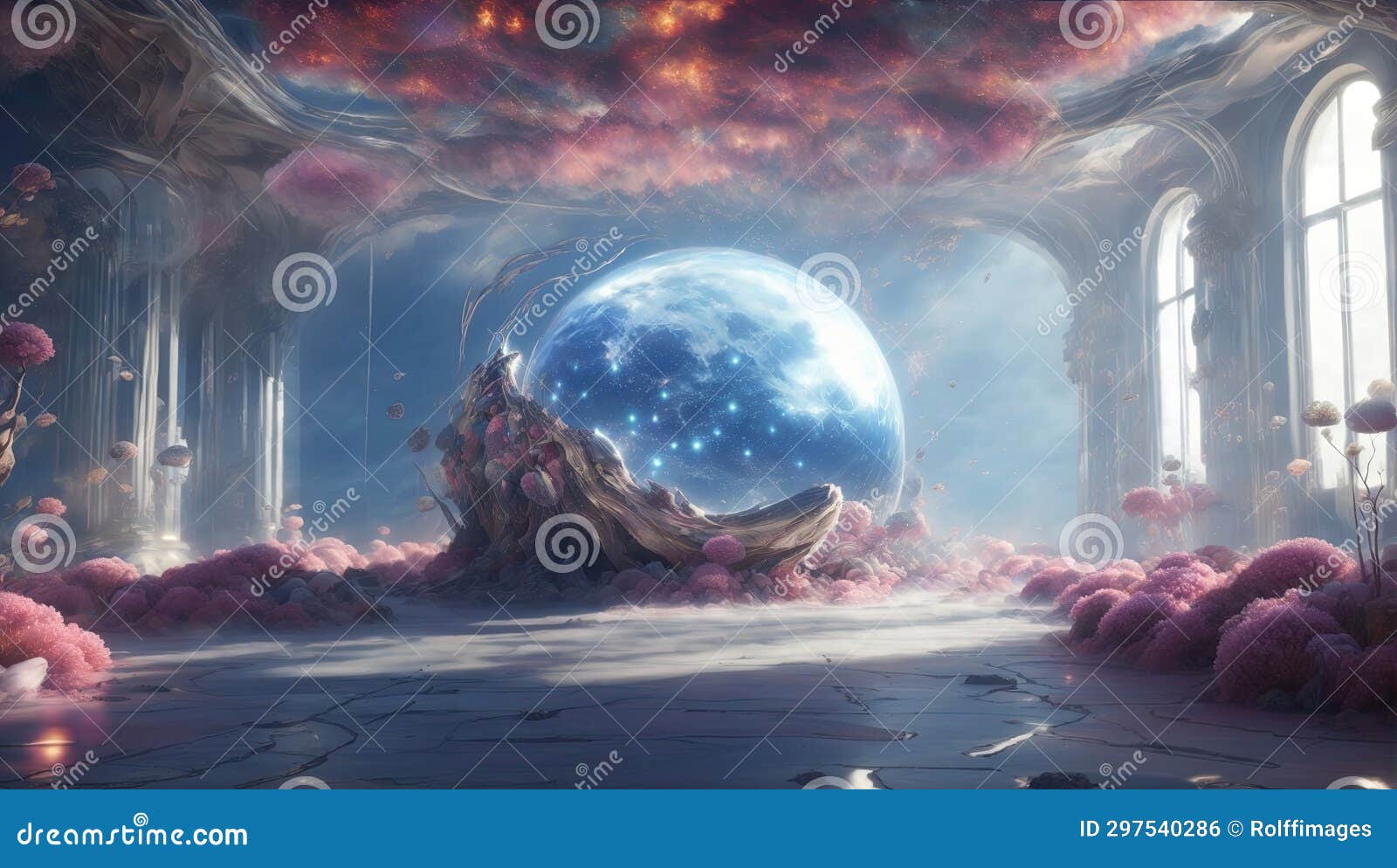 Surreal space landscape stock illustration. Illustration of cosmos ...