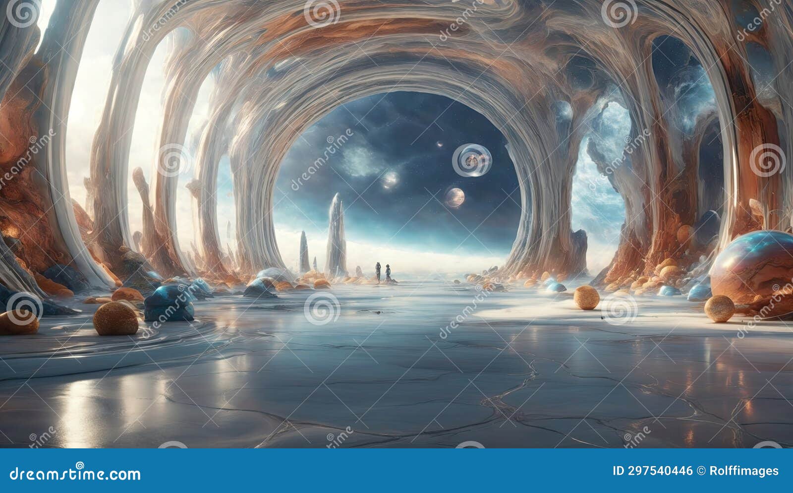 Surreal space landscape stock illustration. Illustration of alien ...