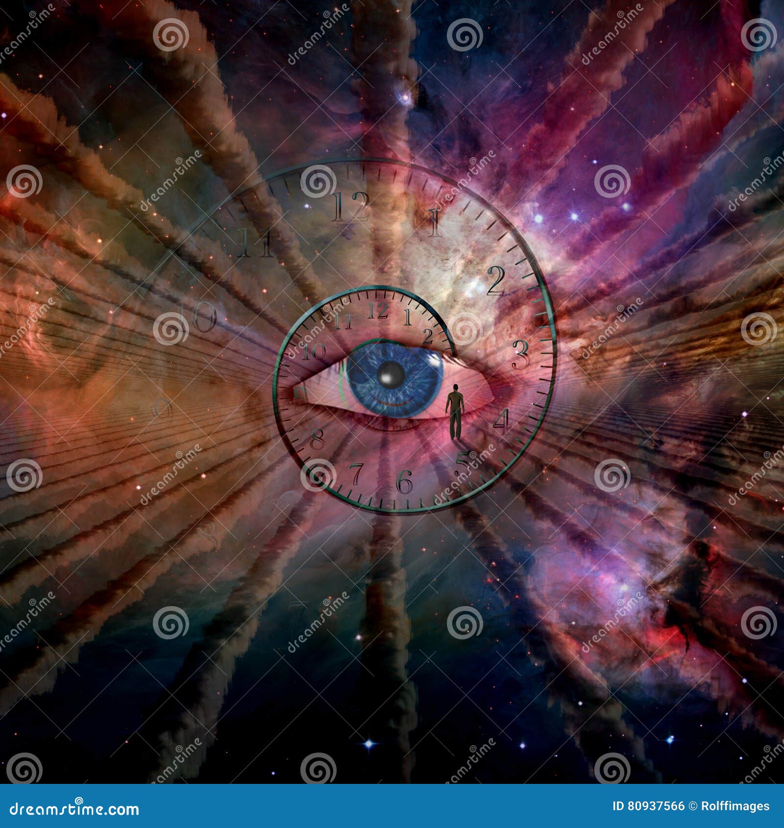 Surreal Space with Time Spiral Stock Illustration - Illustration of ...