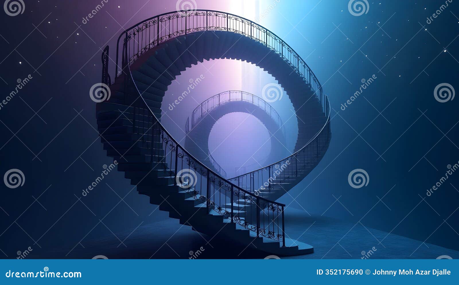 A Surreal Staircase Twisting into an Infinite Loop Against a Gradient ...
