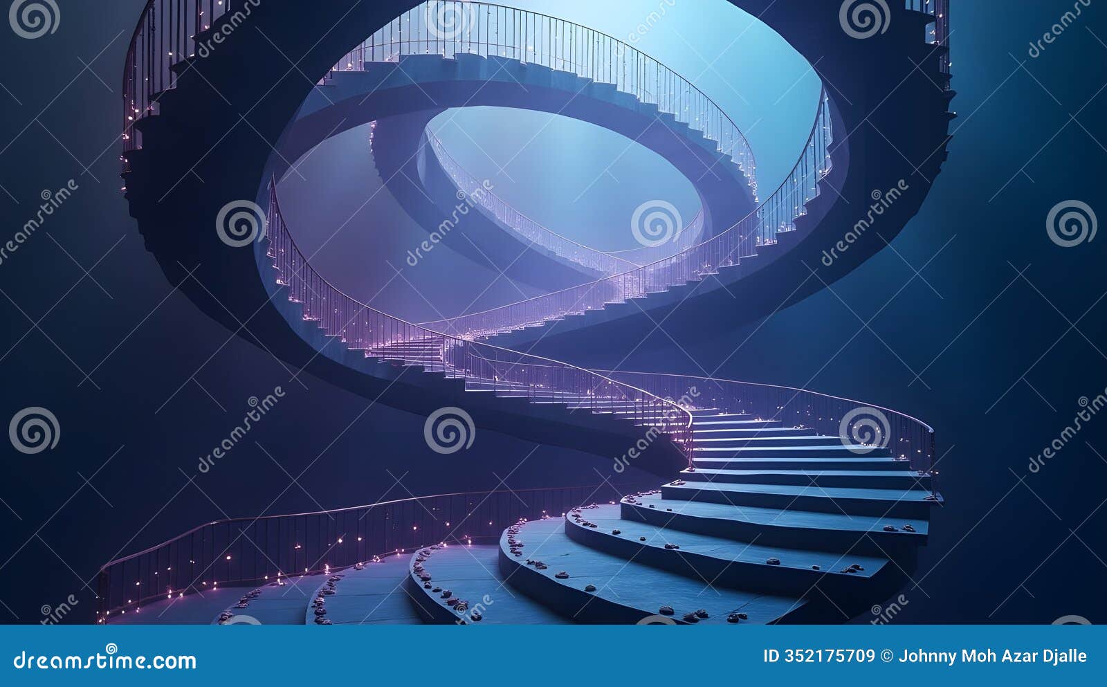 A Surreal Staircase Twisting into an Infinite Loop Against a Gradient ...