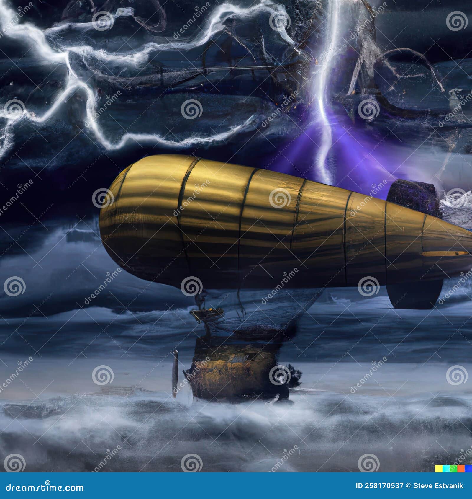 Steampunk Dirigible, Airship. Vintage 19th-century Flying Ship ...