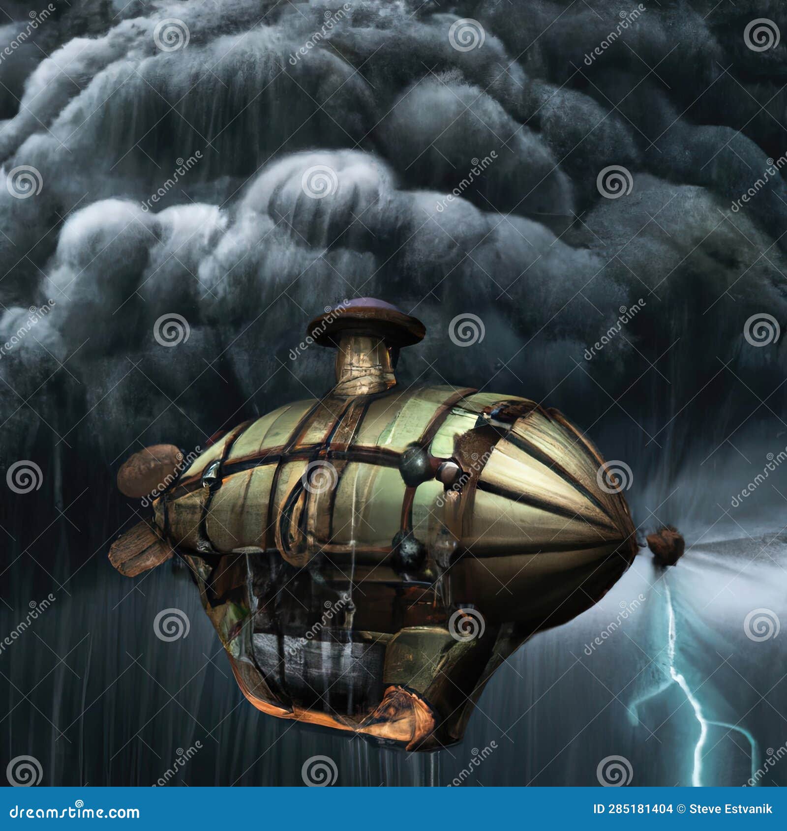 Steampunk Dirigible, Airship. Vintage 19th-century Flying Ship ...