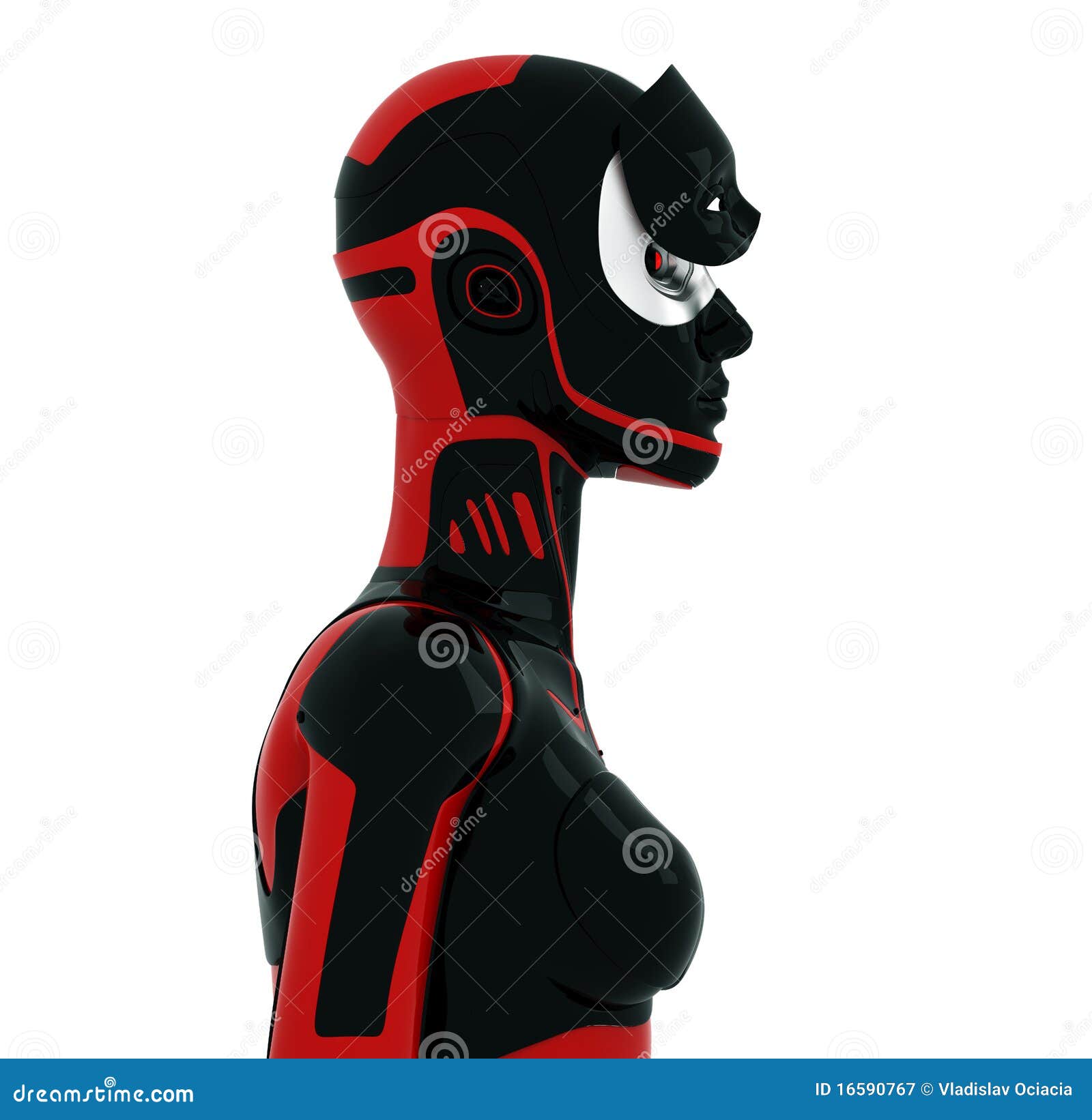 Surreal Stylish Robot with Opened Visor Stock Illustration ...