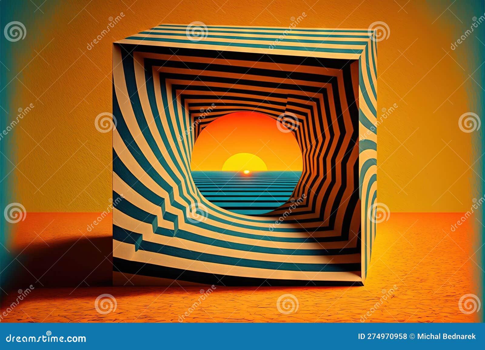 Surreal Sunset Or Sunrise Scene Manifested Through An Abstract Fusion ...