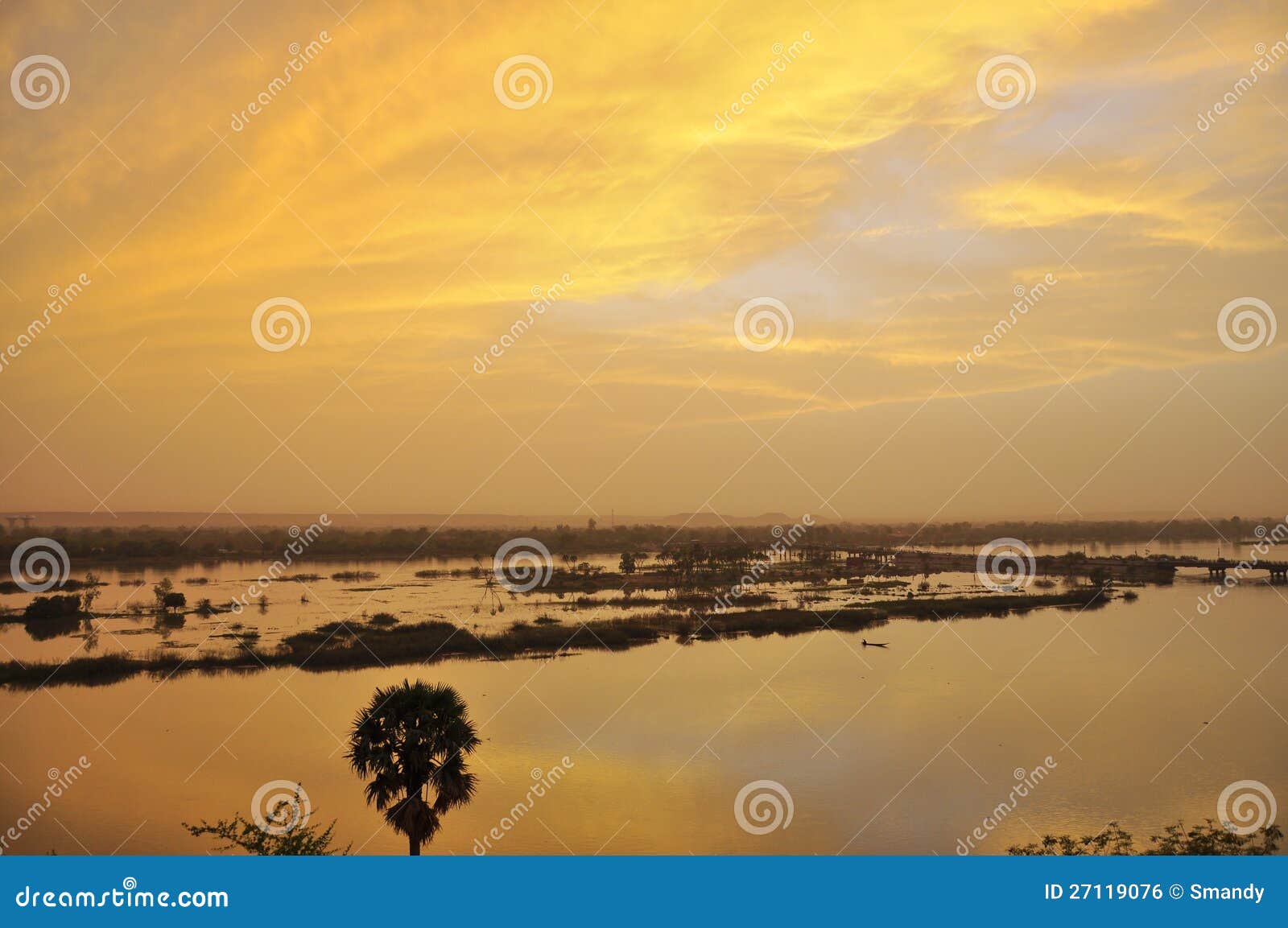 Surreal Sunset Over River Niger Stock Photo - Image of native, tree ...