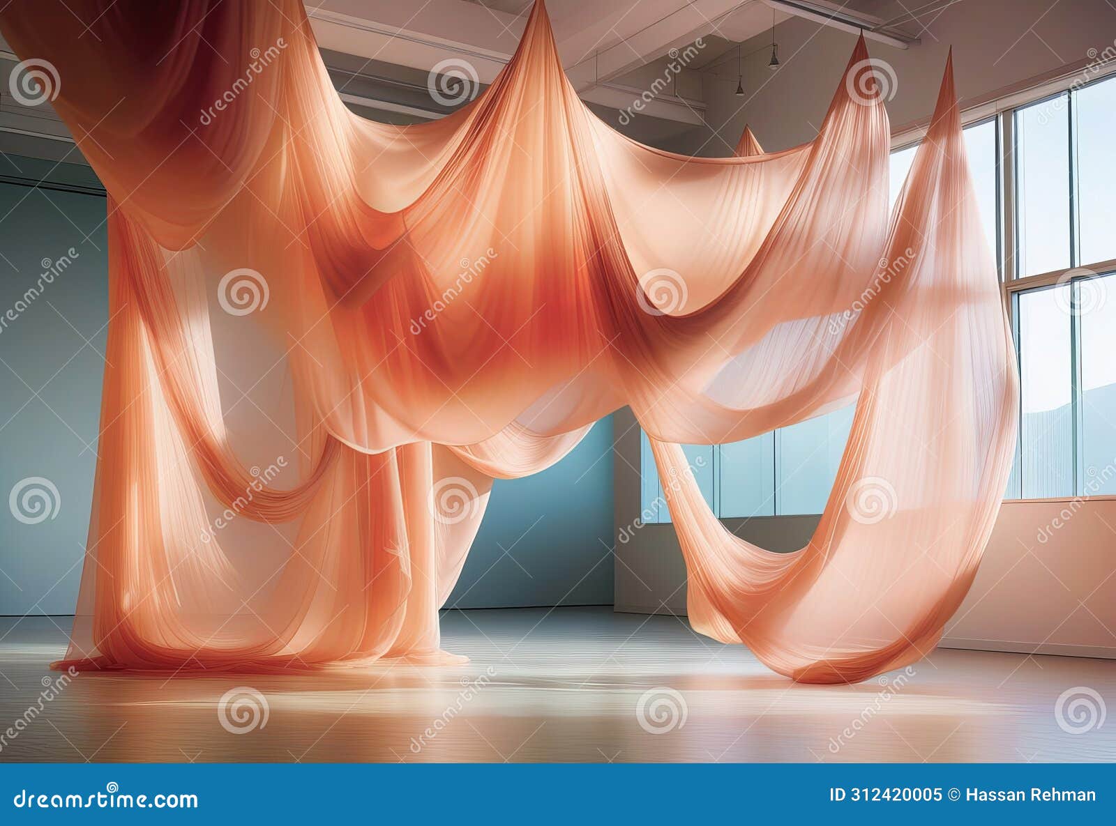 A Surreal Symphony of Floating Mesh Fabric Stock Illustration ...