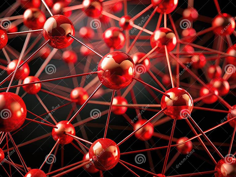 A Surreal TiltShift Perspective Red Spheres Interconnected by Strings ...