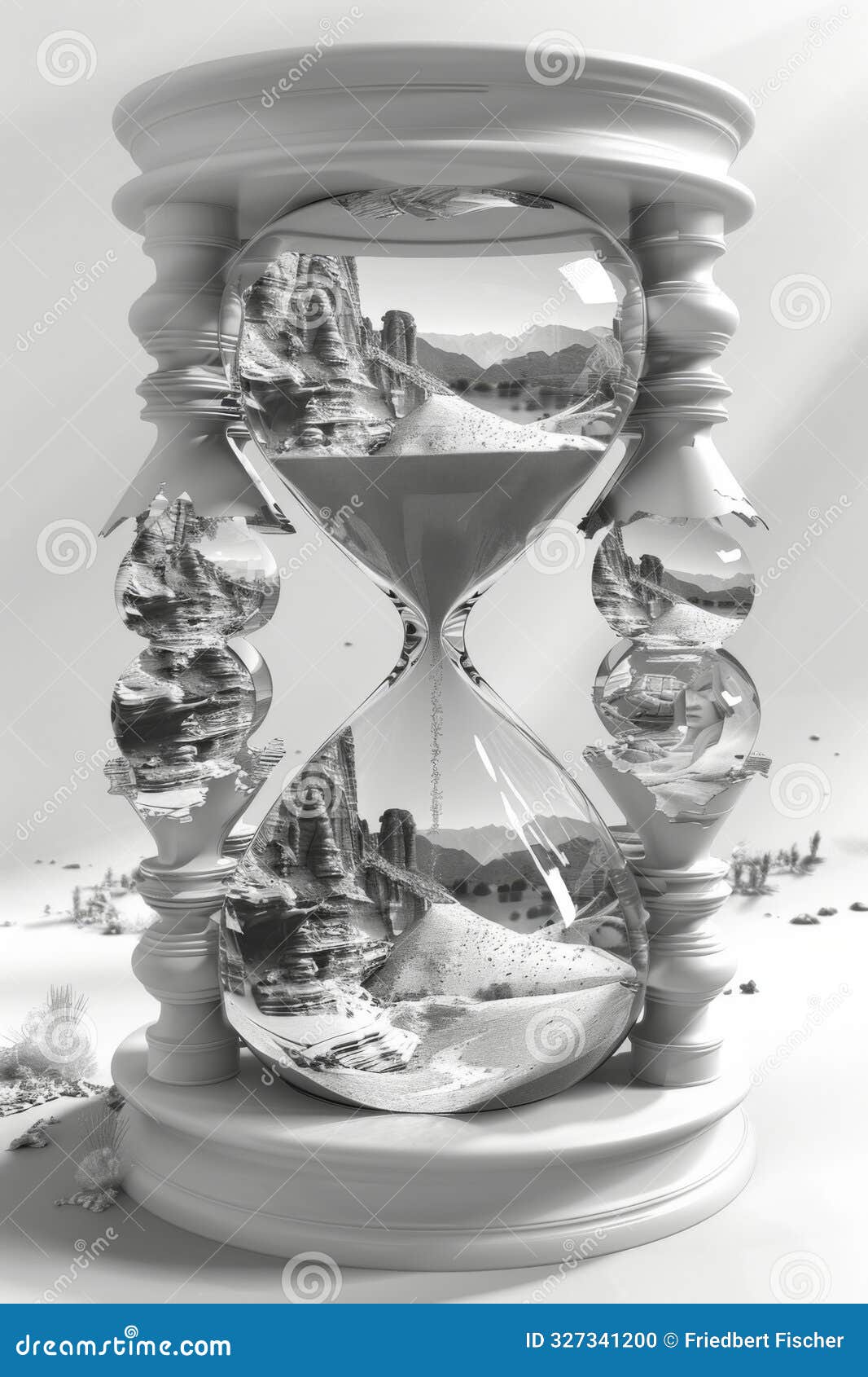 Surreal Time Lapse Art with Hourglass and Eroding Landscape for ...