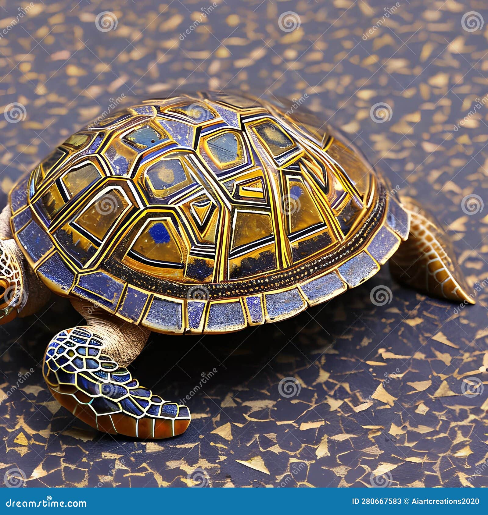 A Surreal Turtle with a Shell Adorned with Intricate Mosaic Patterns ...