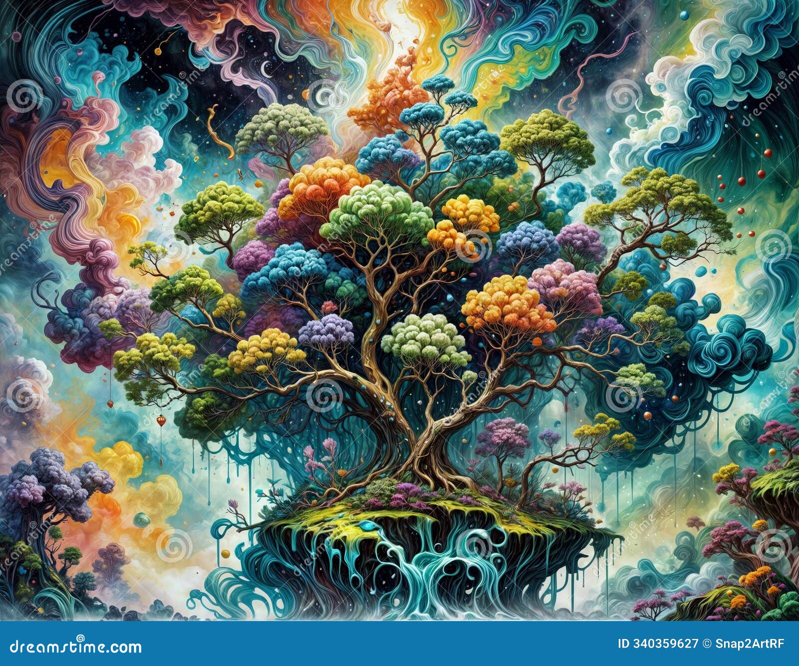 Surreal Visual Representation of the Tree of Life in Full Color Stock ...