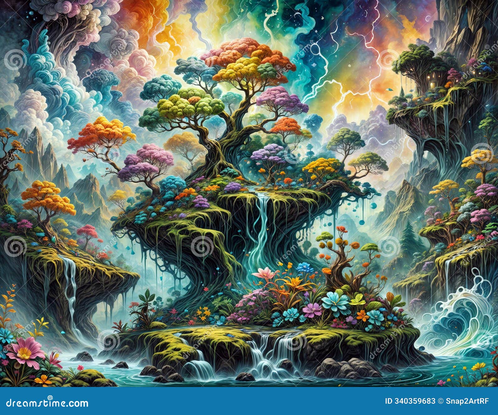 Surreal Visual Representation of the Tree of Life in Full Color Stock ...