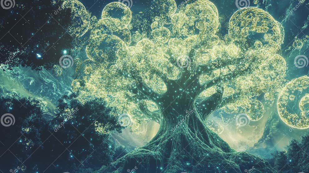 Surreal Visualization of Connected Nodes Representing Growth in an ...