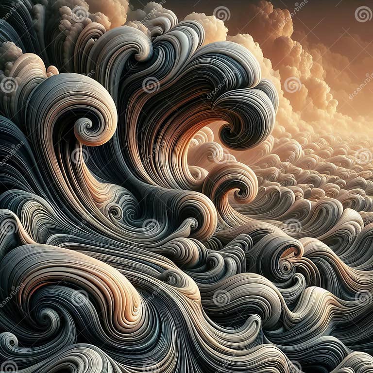 Surreal Wave Pattern with Distorted and Twisted Forms, Photore Stock ...