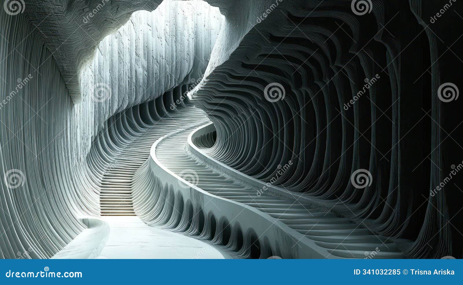 A Surreal, Winding Cave-like Structure with Smooth, Sculpted Walls and ...