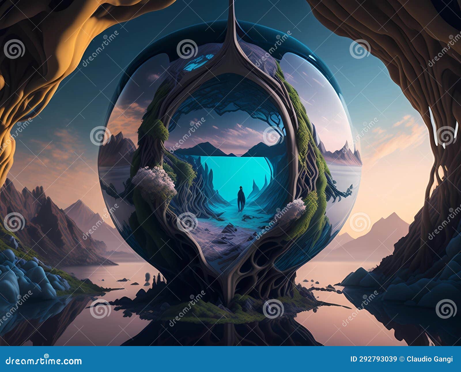 Surreal Worlds Landscape - Metaverse Concept Stock Illustration ...