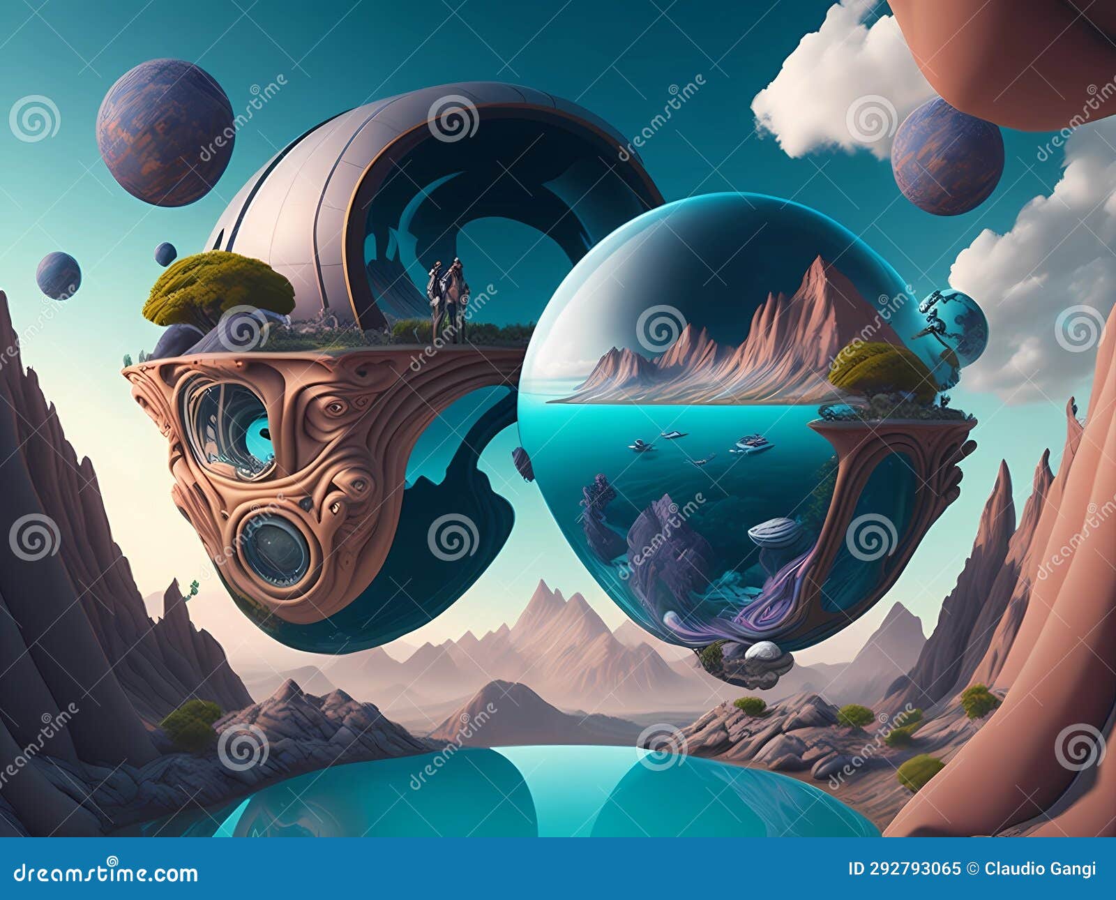Surreal Worlds Landscape - Metaverse Concept Stock Illustration ...