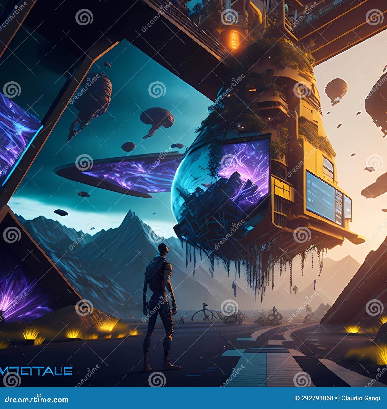 Surreal Worlds Landscape - Metaverse Concept Stock Illustration ...