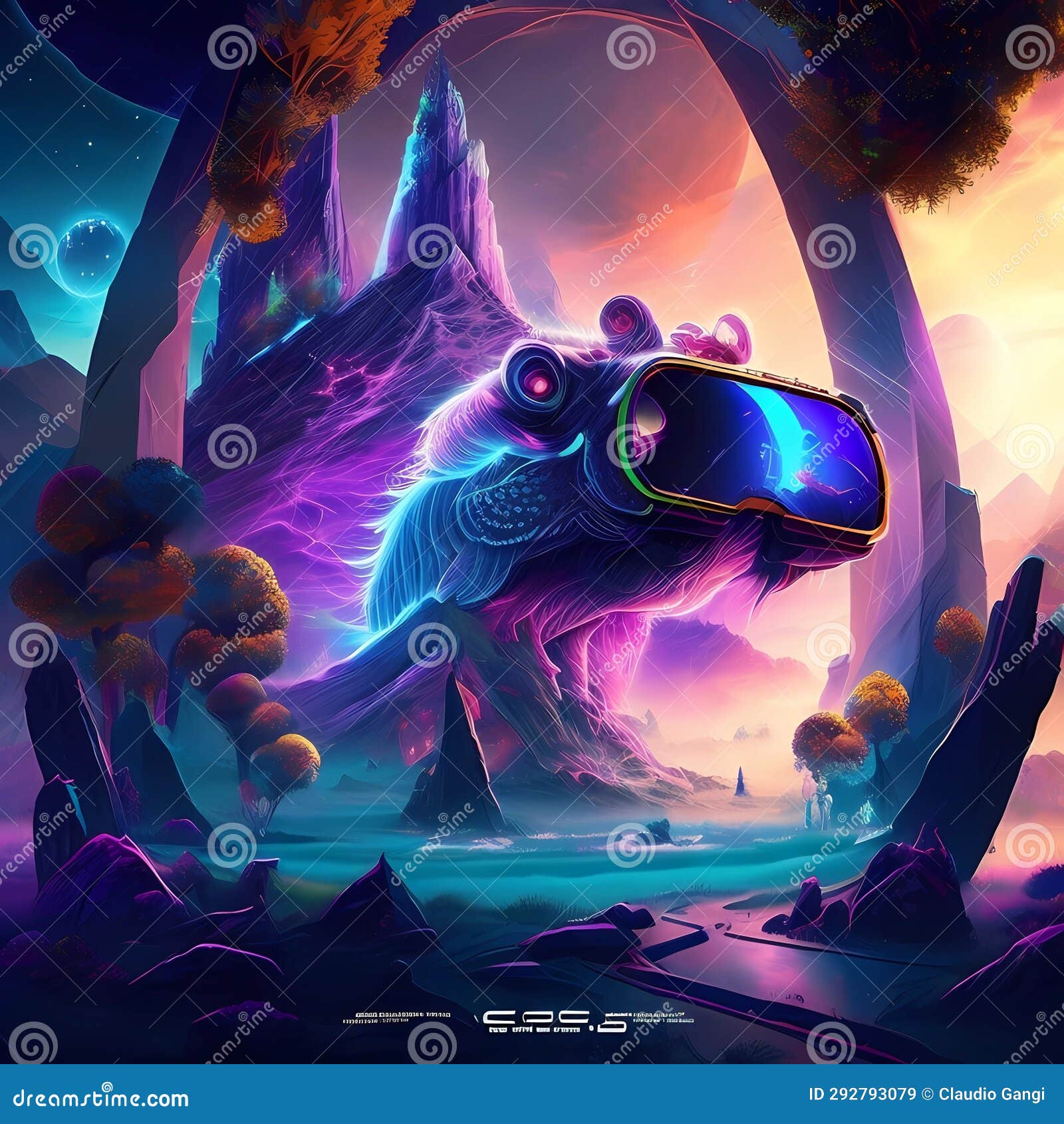 Surreal Worlds Landscape - Metaverse Concept Stock Illustration ...