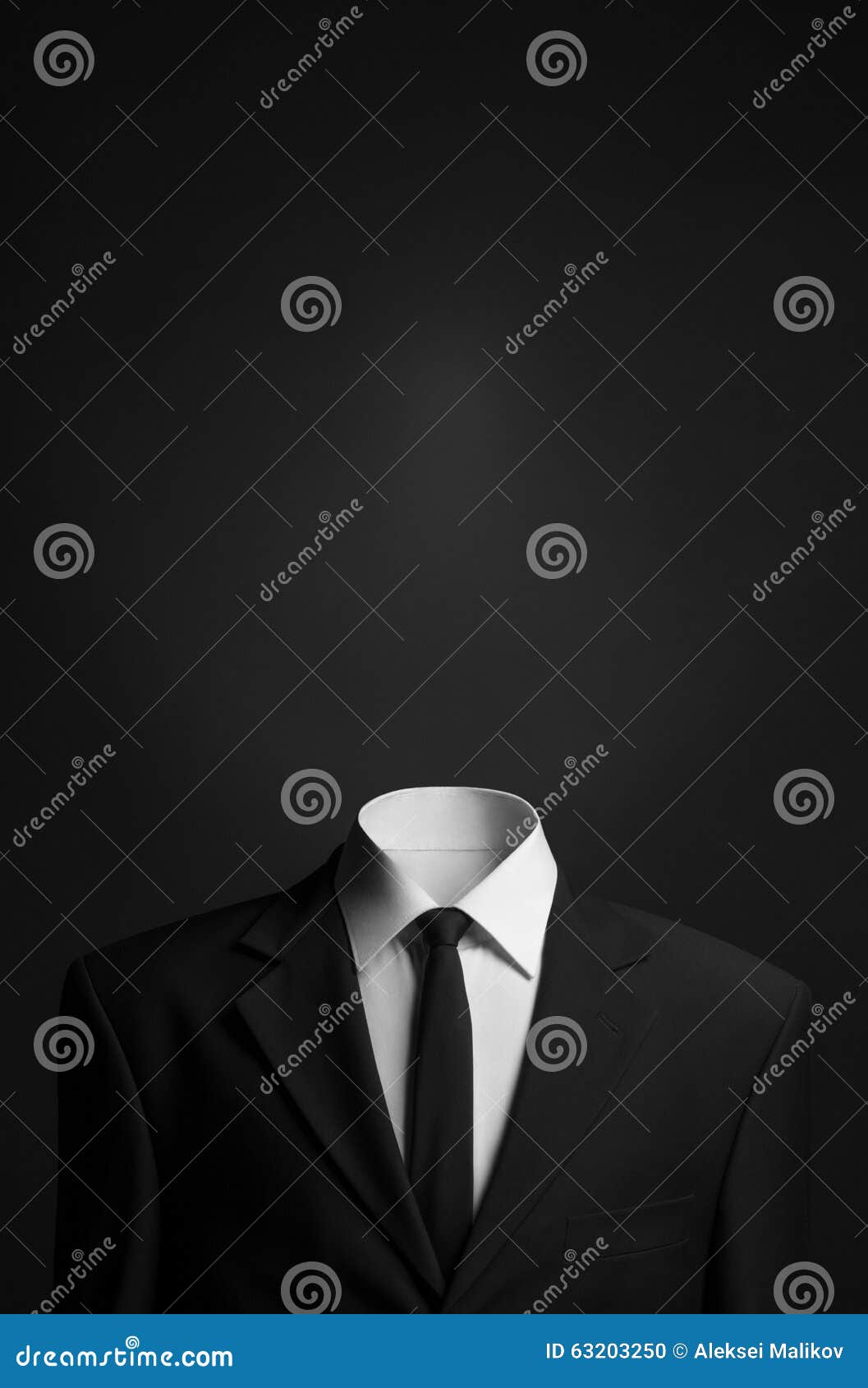 Surrealism and Business Theme: a Man without a Head in a Black Suit on ...