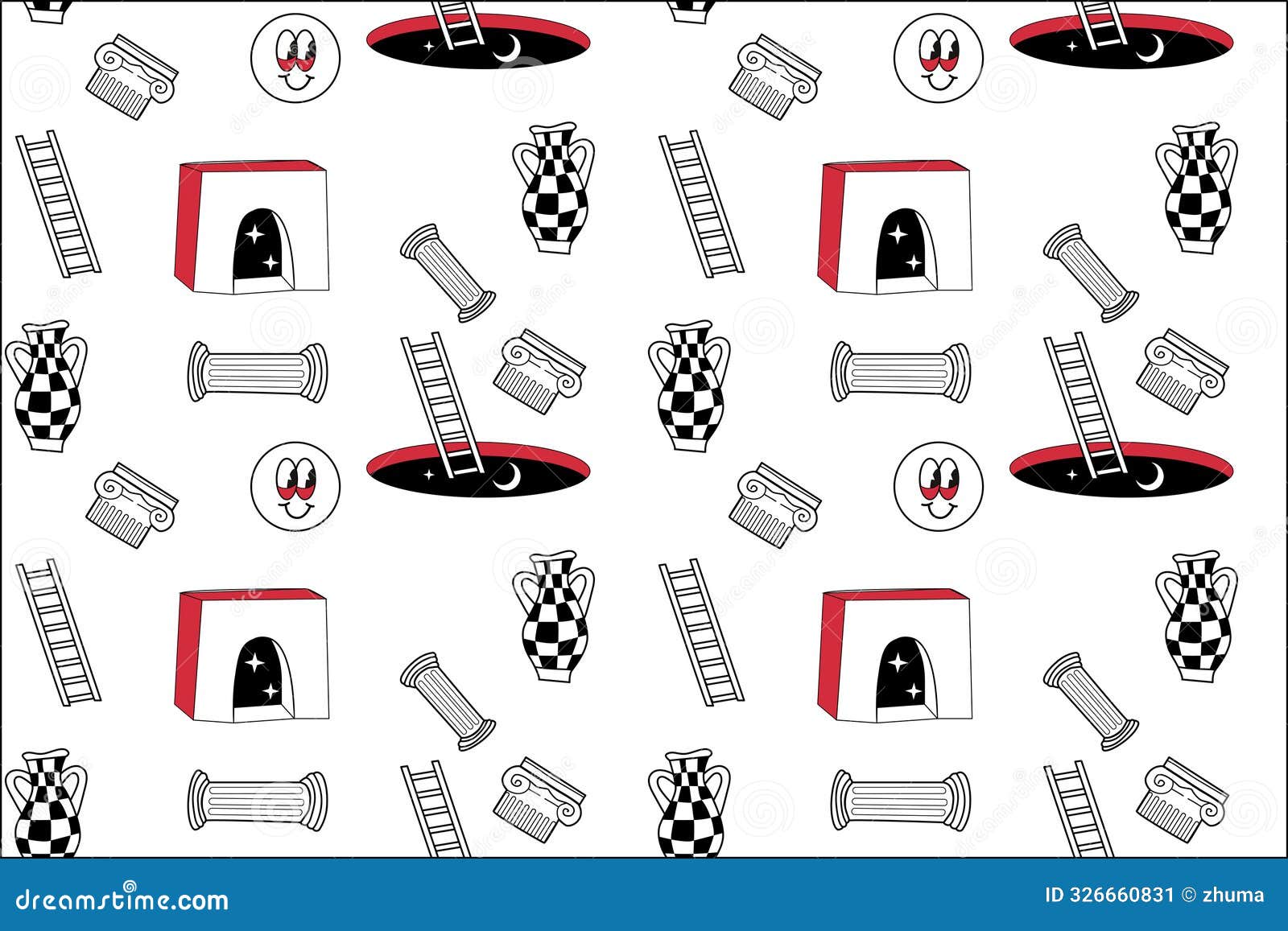 Surrealism Elements Pattern with Abstract Greek Ancient Sculptures ...