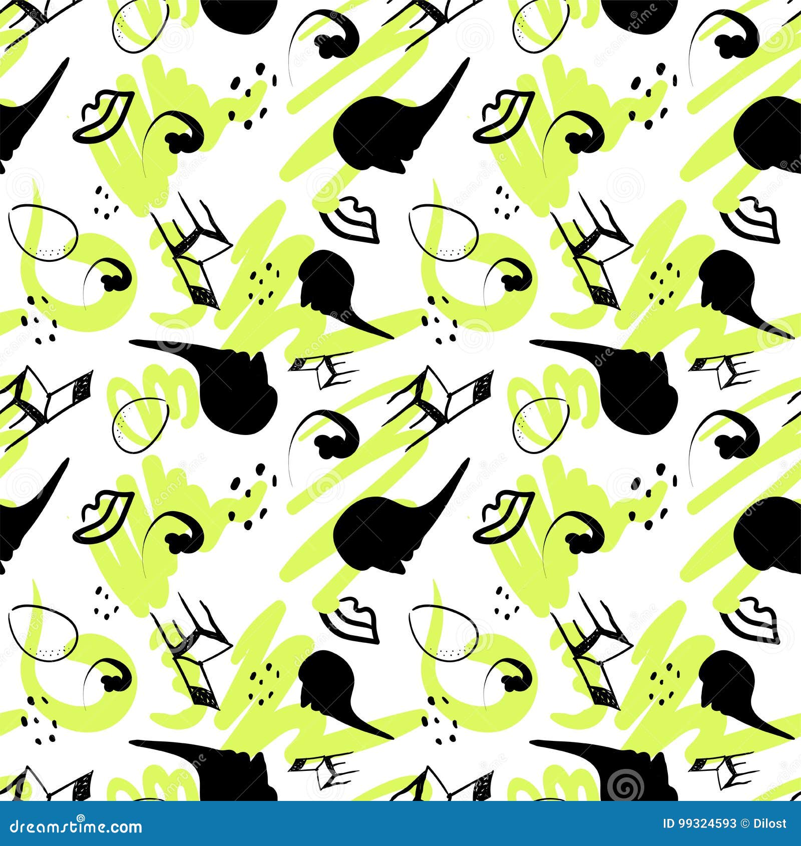 Surrealism Stylized Seamless Pattern Stock Vector - Illustration of ...