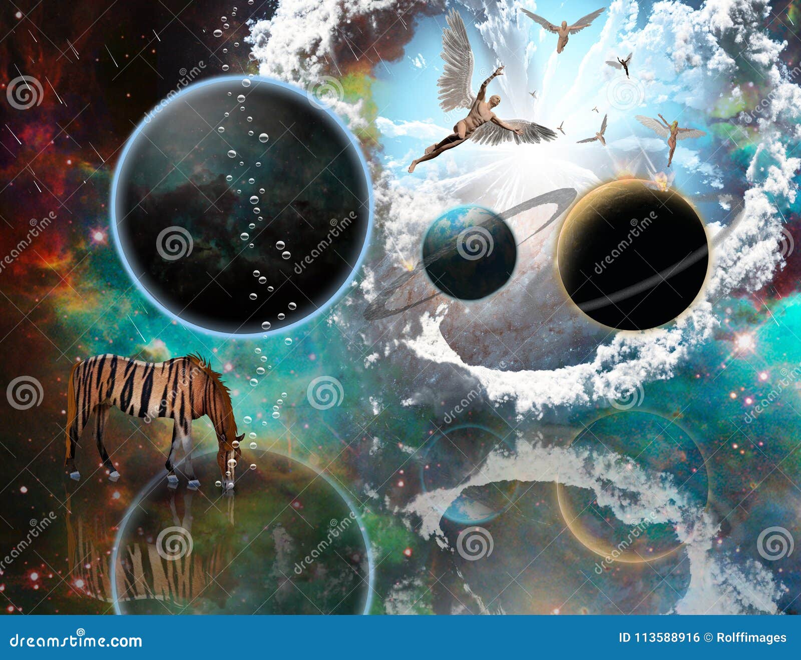 Surrealismo Planetário Religioso Ilustração Stock - Ilustração de ...