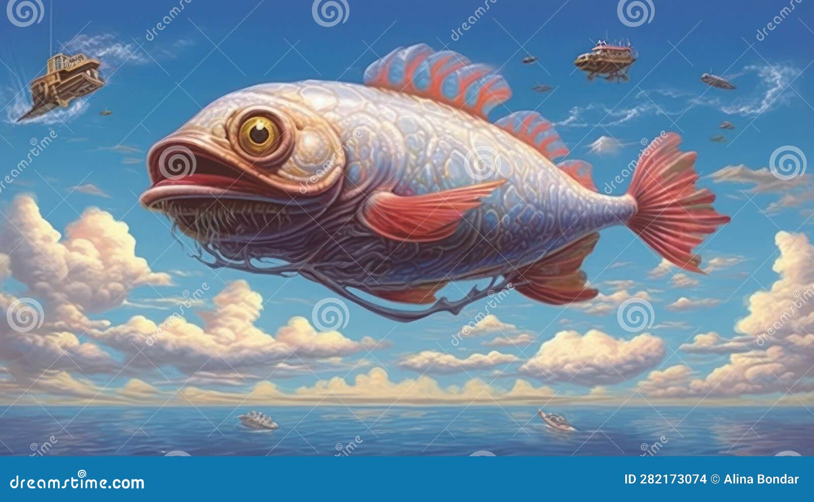 In The Surrealist Composition "Flying Fish", A Scene In Which A Huge ...