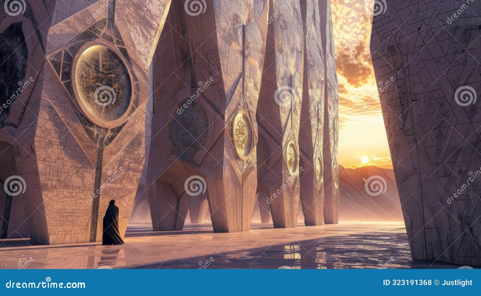 A Surrealist Interpretation of a Desert Temple with Geometric Forms and ...