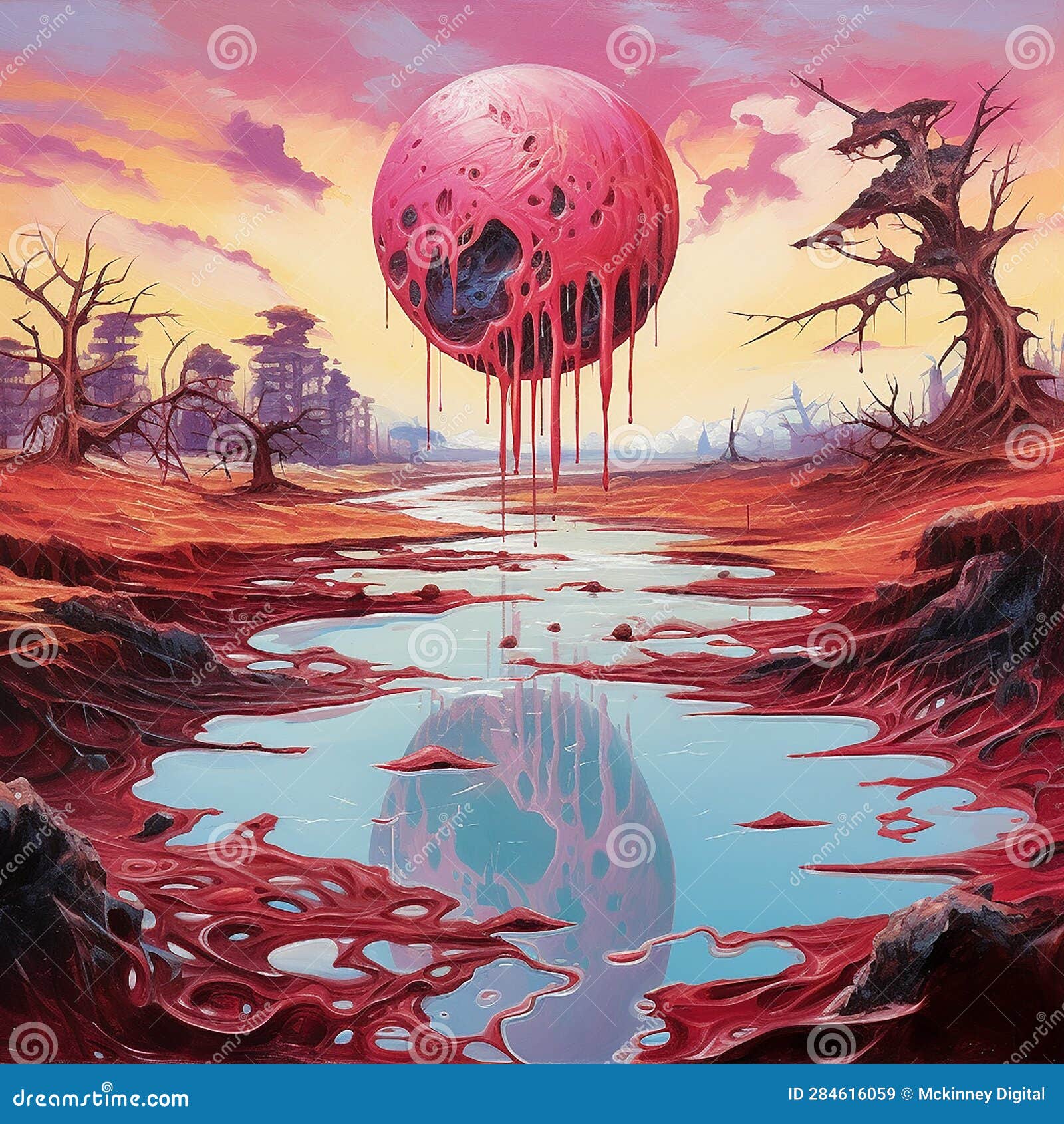 Surrealistic Alien Planet Scenery. Created Using Ai Generative. Stock ...