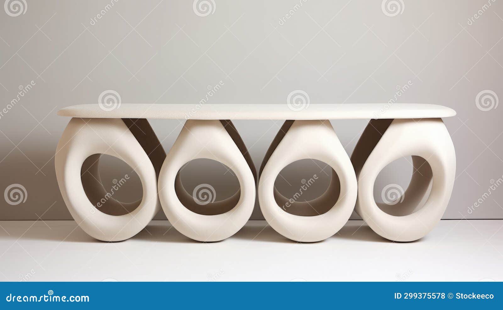 Surrealistic Ceramic Console Bench with Circular Shapes and Symmetrical Forms Stock Illustration ...