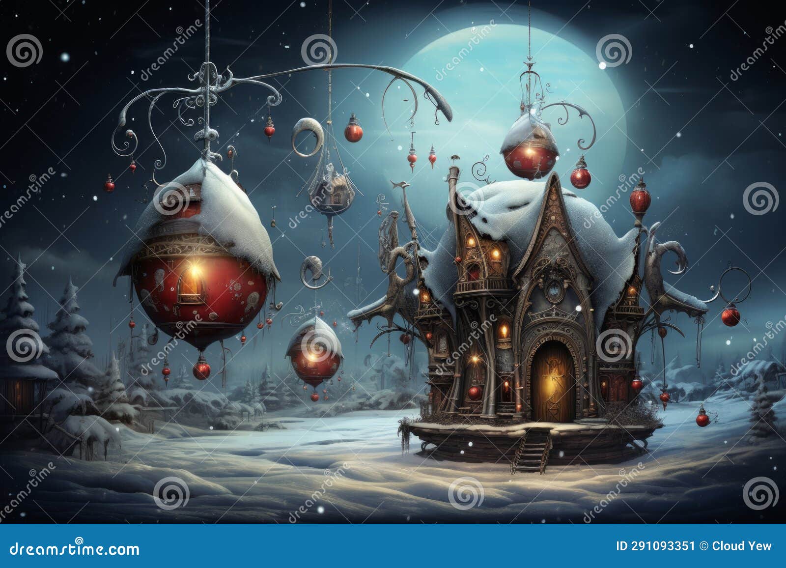 Surrealistic Christmas Surrealism Stock Illustration - Illustration of ...