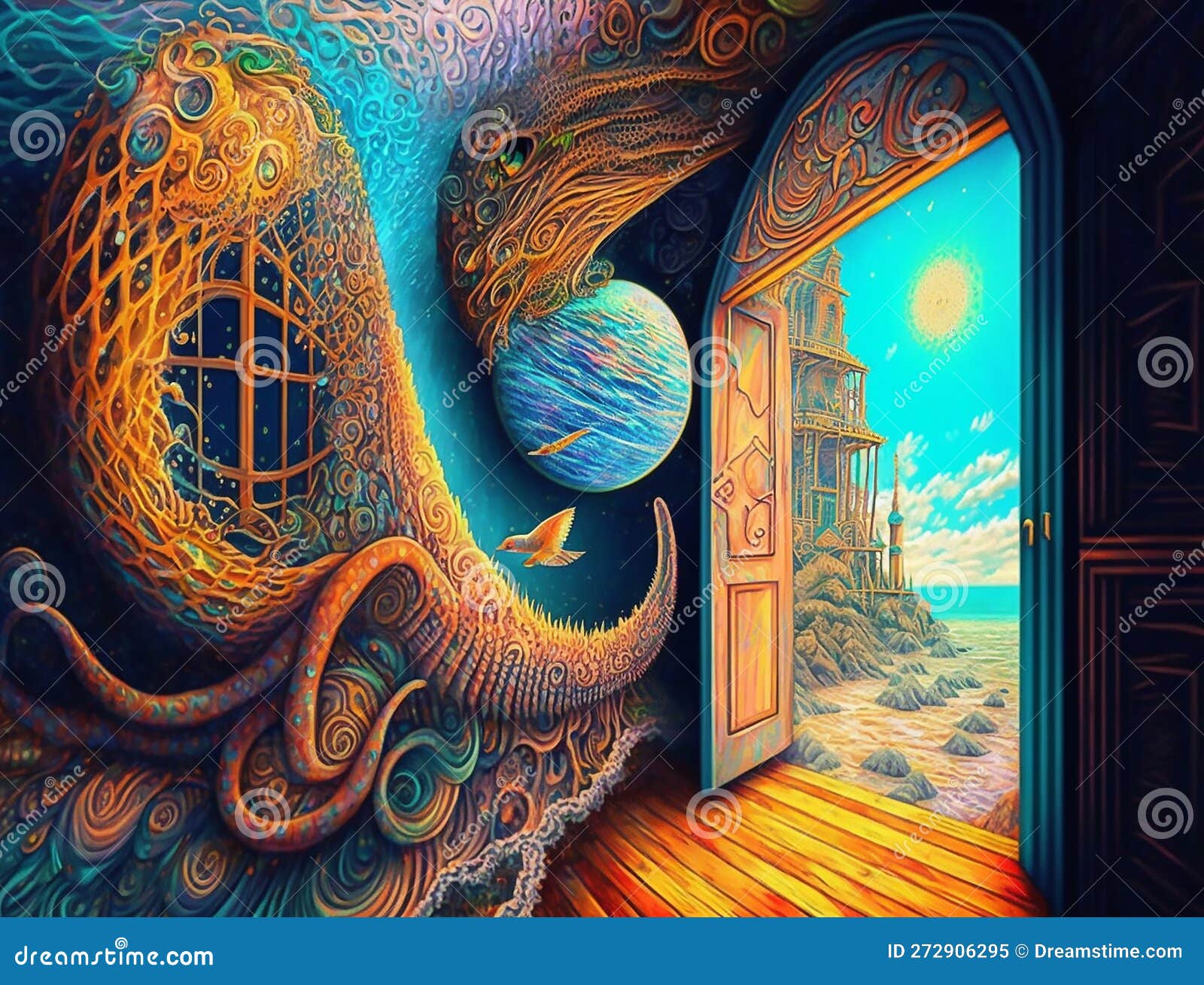 Surrealistic Color Art, AI Generated Stock Illustration - Illustration ...