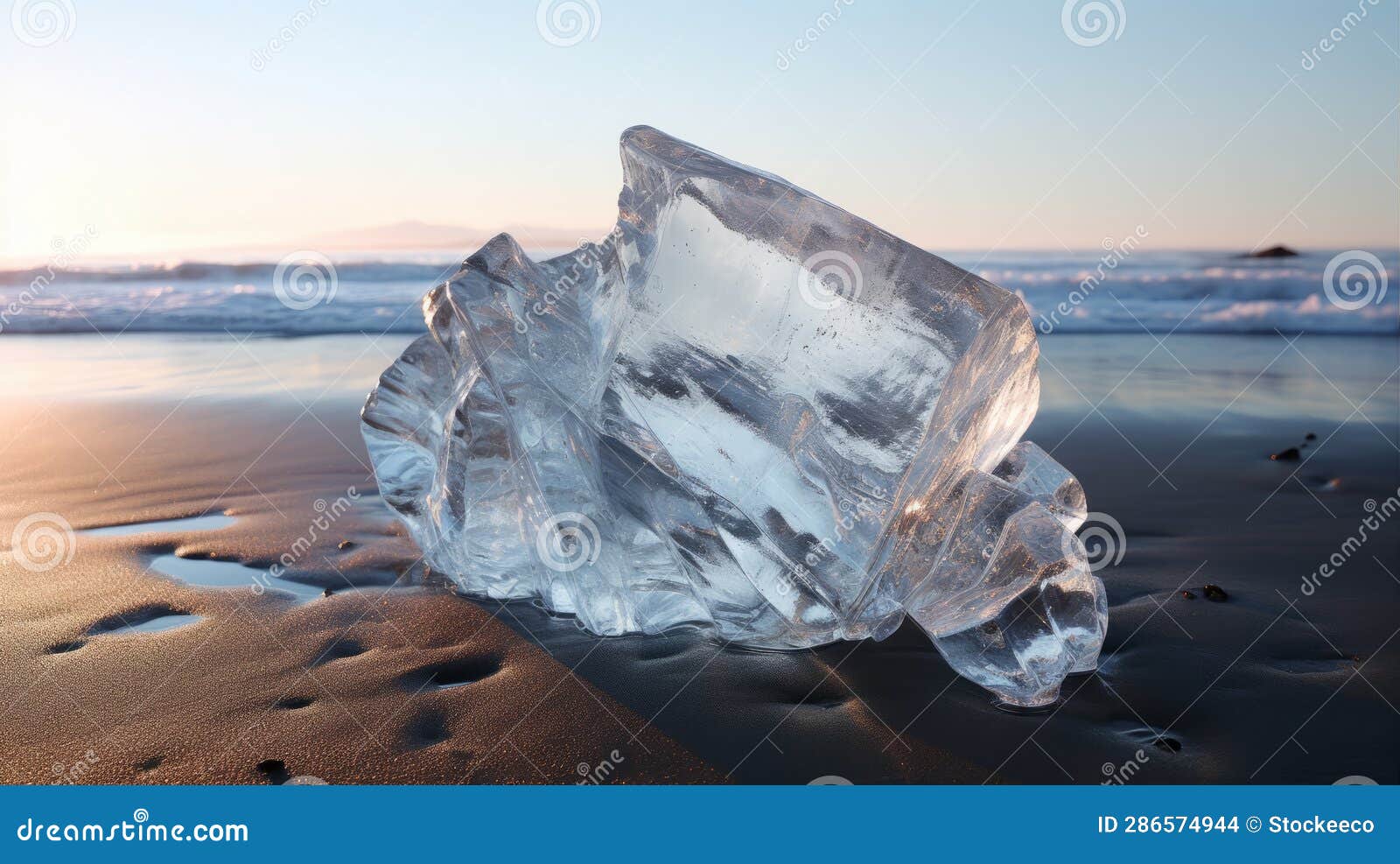 Surrealistic Ice Sculpture on Beach: a Captivating Blend of Nature and ...