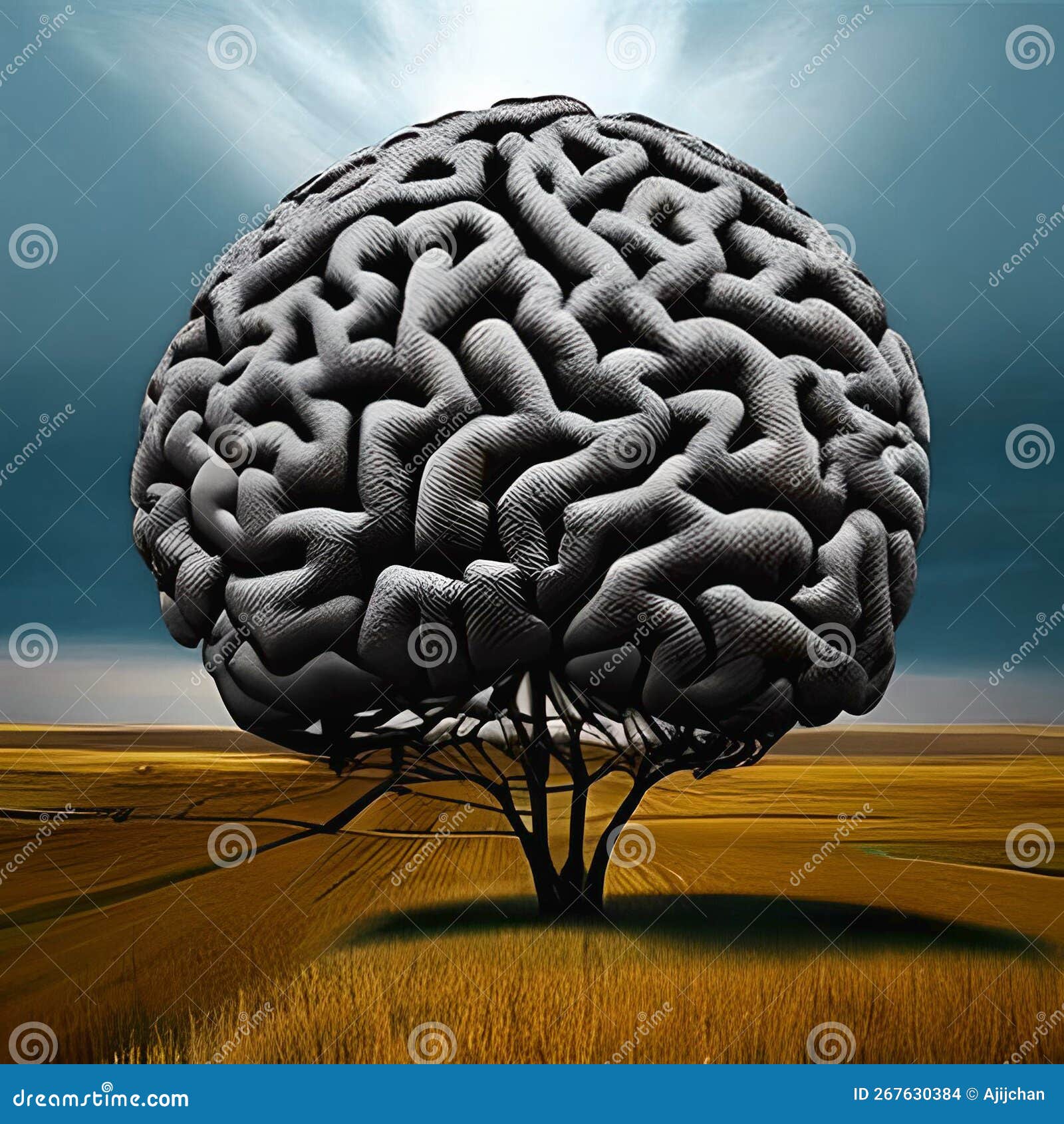 Surrealistic Image of Human Brain Tree. Created with AI Stock ...