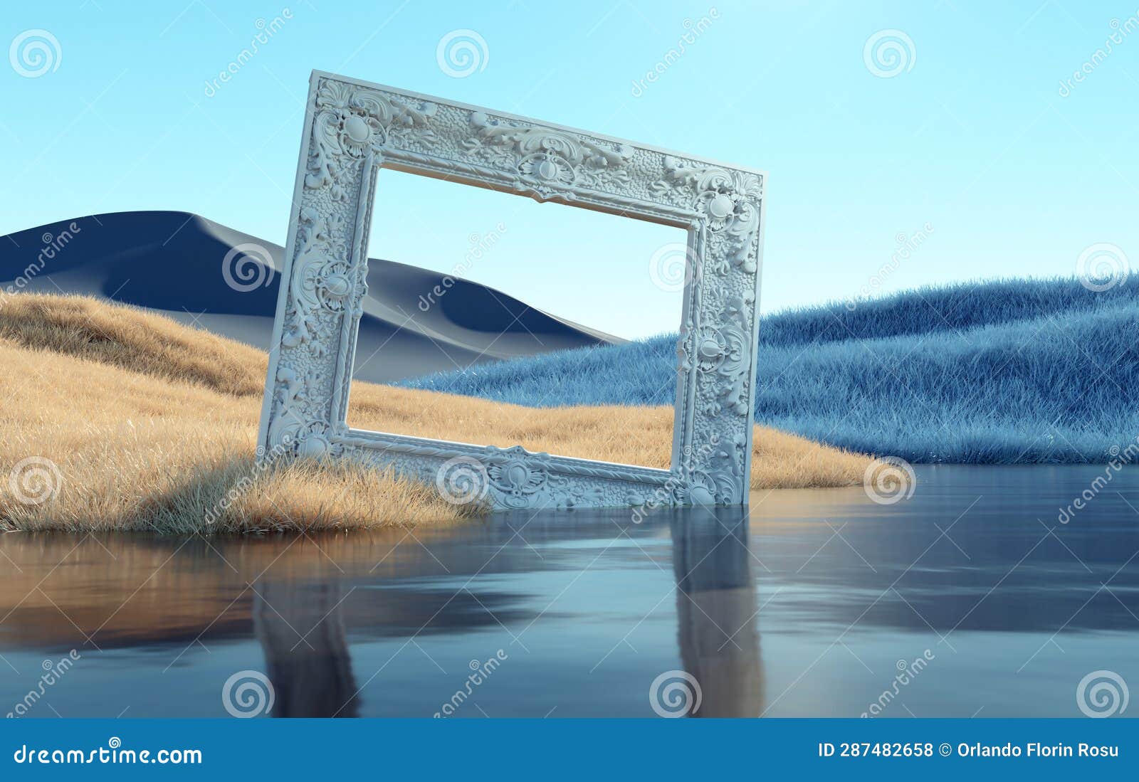 Surrealistic Landscape and a Frame. Perspective and Vision Concept ...