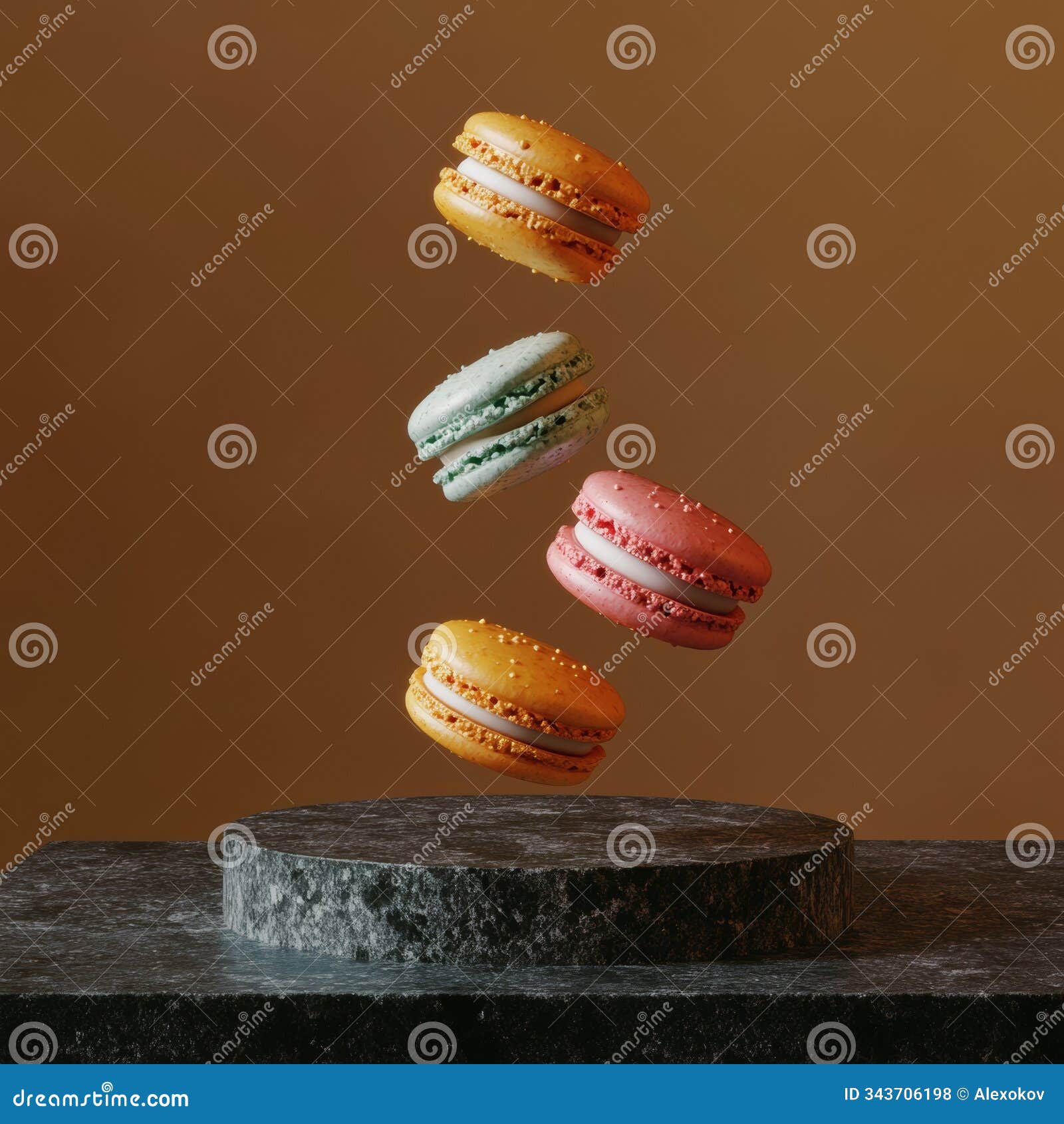 Surrealistic Levitation Scene with Macaroons in a Panoramic Hyper ...