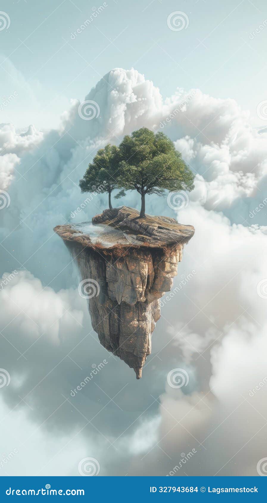 Surrealistic Portrayal of a Floating Island in the Sky Stock ...