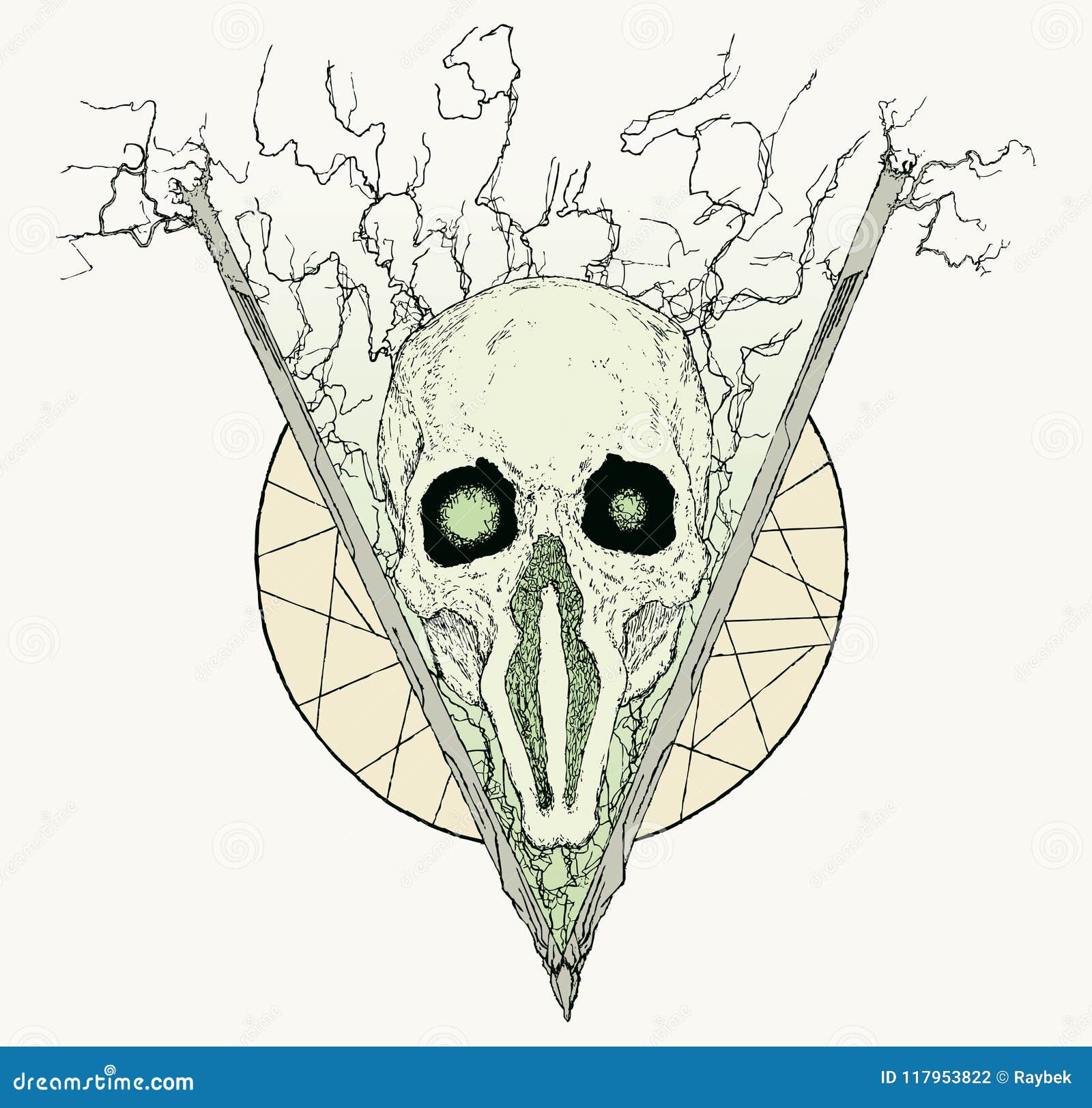 Surrealistic Skull with Triangle Stock Illustration - Illustration of ...