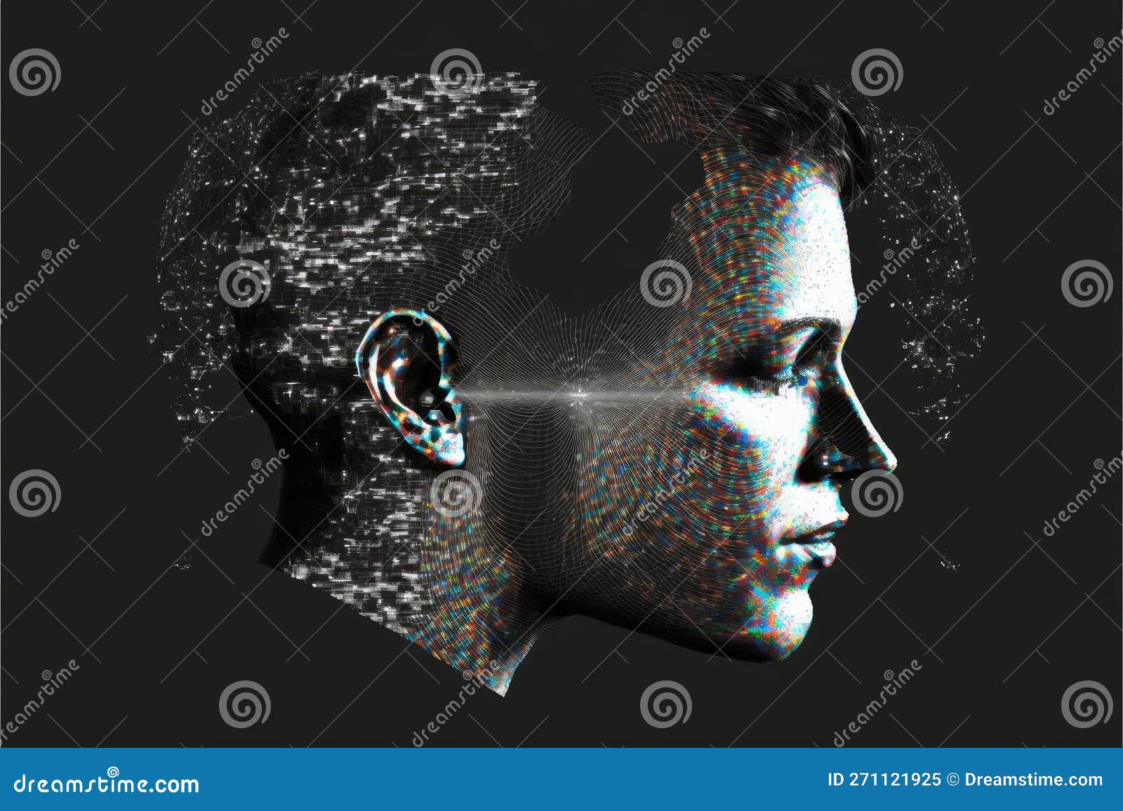 Surrealistic Two Human Face by Arrayed Pixel Forming in Glistering ...