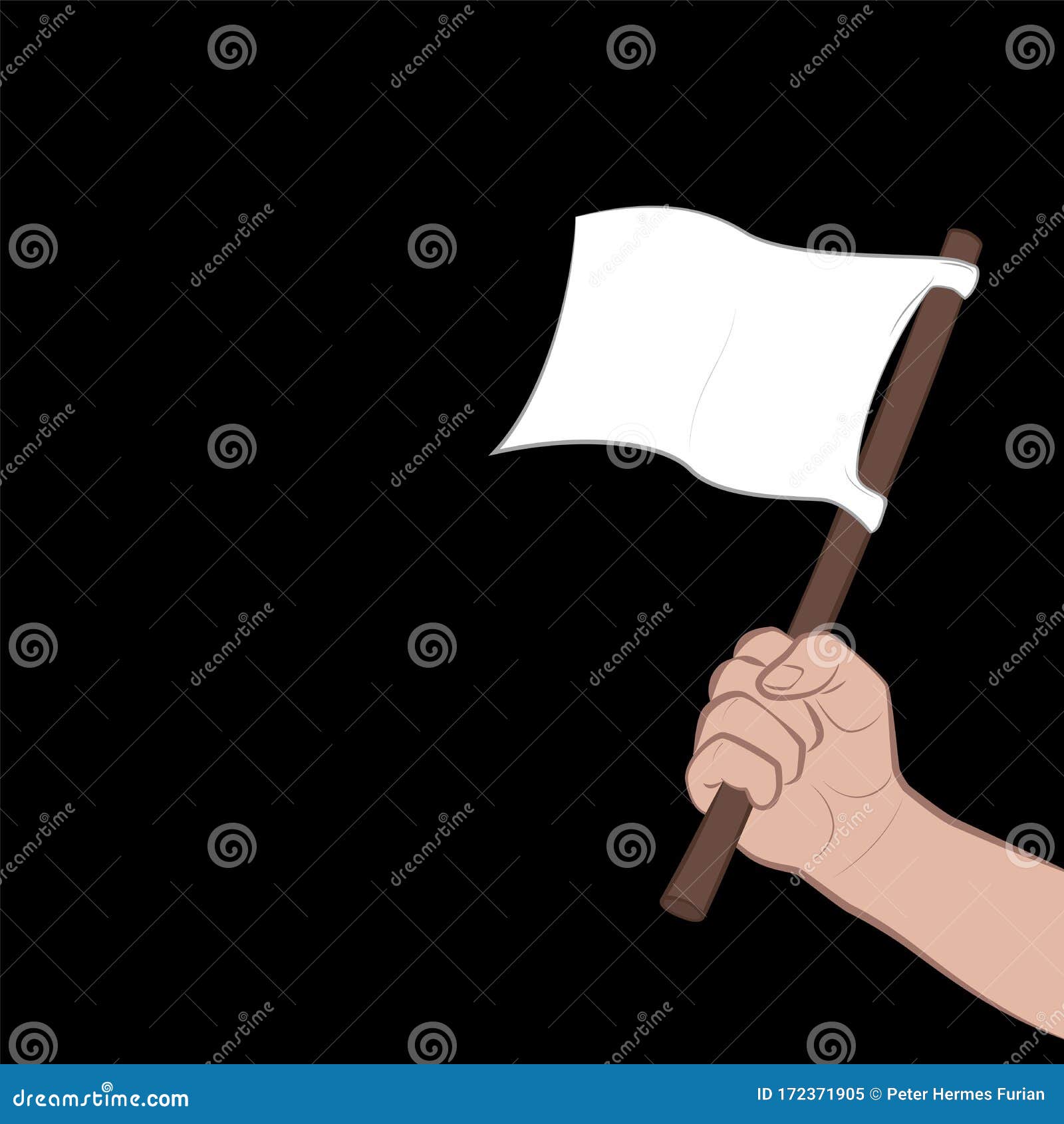 Surrender Capitulation Waving White Flag Hand Symbol Stock Vector ...